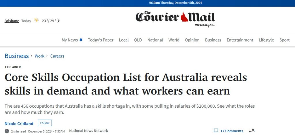 Australian Trades » Core Skills Occupation List for Australia reveals ...